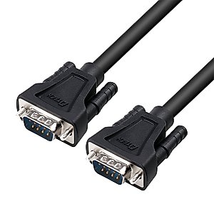 DTech 15ft DB9 RS232 Serial Cable Male to Male Null Modem Cord Full Handshaking 7 Wire Crossover for Data Communication Compatible with Computer Network Switch Router (15 Feet, Black)