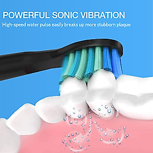 Electric Toothbrush Replacement Head for Fairywill Toothbrush Heads,for Fairywell Brush FW-D1/FW-D3/FW-D7/FW-D8/Fairy Will-507/508/551/FW908/FW910/917/949/958/959/FW610/FW659/FW719,6 Pack,Black