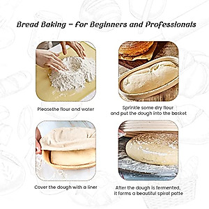 Joyyy Sourdough Bread Proofing Baskets with Liner, Dough Rising Ratten Bowl for Bread Making and Baking, Oval, 10 inch