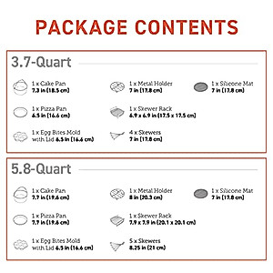 COSORI Air Fryer Accessories, Set of 6 Fit for Most 5.8Qt and Larger Oven Cake & Pizza Pan, Metal Holder, Rack & Skewers, etc, BPA Free, Nonstick Coating, Dishwasher Safe, 5.8 QT, Black