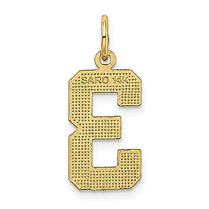 Diamond2Deal 14k Yellow Gold Medium Diamond-Cut Number 3 Charm Fine Jewelry for Women