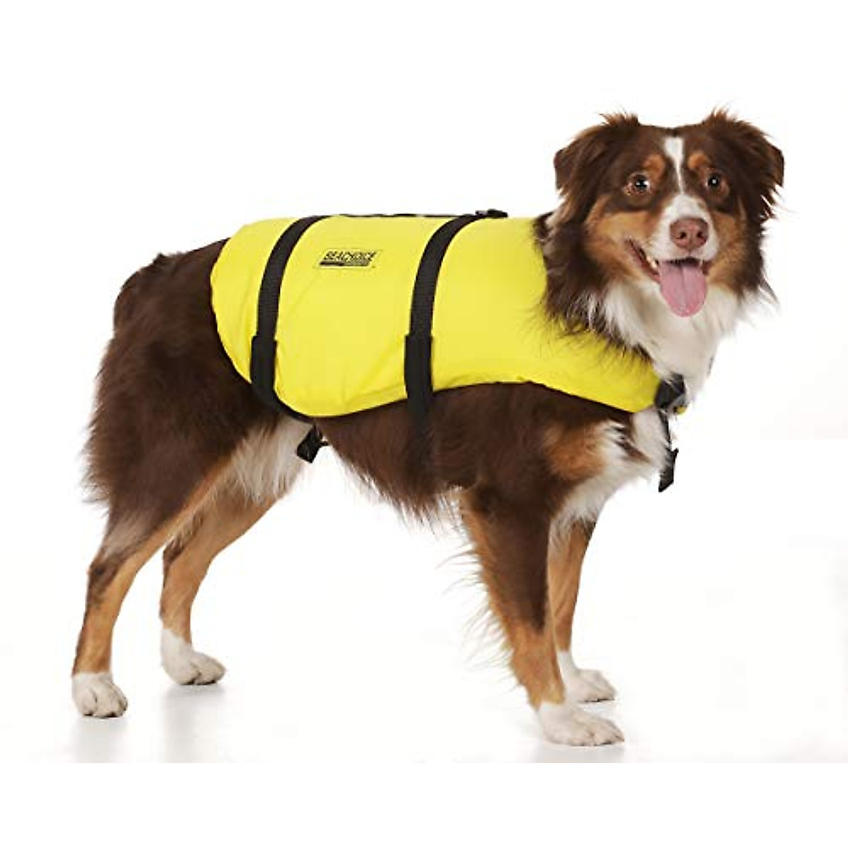 Seachoice Dog Life Vest, Adjustable Life Jacket for Dogs, w/Grab Handle, Yellow, Size XL, Over 90 Lbs.