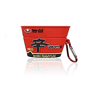 Ahnspiceo Airpods Pro Case, Funny Cute Cool Design,3D Cartoon Fashion Red Ramen Cup Silicone Sleeve，Suitable for Girls, Boys, Children (Xin Ramen Cup)