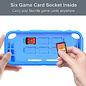 LORDTEC Kids Protective Case for Nintendo Switch Lite Grip Case with 6 Game Card Slots, Protective Cover with Comfort Ergonomic Grip Design,Shock-Absorption and Anti-Scratch Design (Blue)