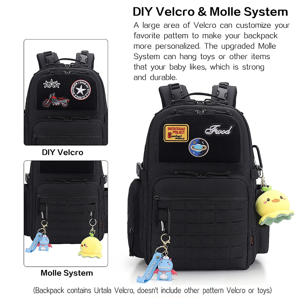 Urtala Diaper Bag Backpack for Dad and Mom, Large Baby Diaper Backpack for Travel, Durable Waterproof Maternity Hospital Bag for Men and Women with Stroller Straps