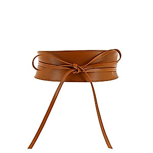 FASHIONGEN - Woman Italian leather Obi belt, CASSIANE - Camel, S-M