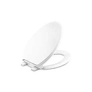 KOHLER 4733-RL-0 Glenbury ReadyLatch Quiet Close Elongated Toilet Seat, Soft Close Toilet Seat, Toilet Seats for Elongated Toilets, White