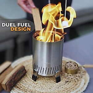 Tabletop Fire Pit with Stand, Mini Outdoor Smokeless Firepit, for Backyard, Patio, or Camping, Travel Bag, (6) Firestarters, & Wood Pellets Included