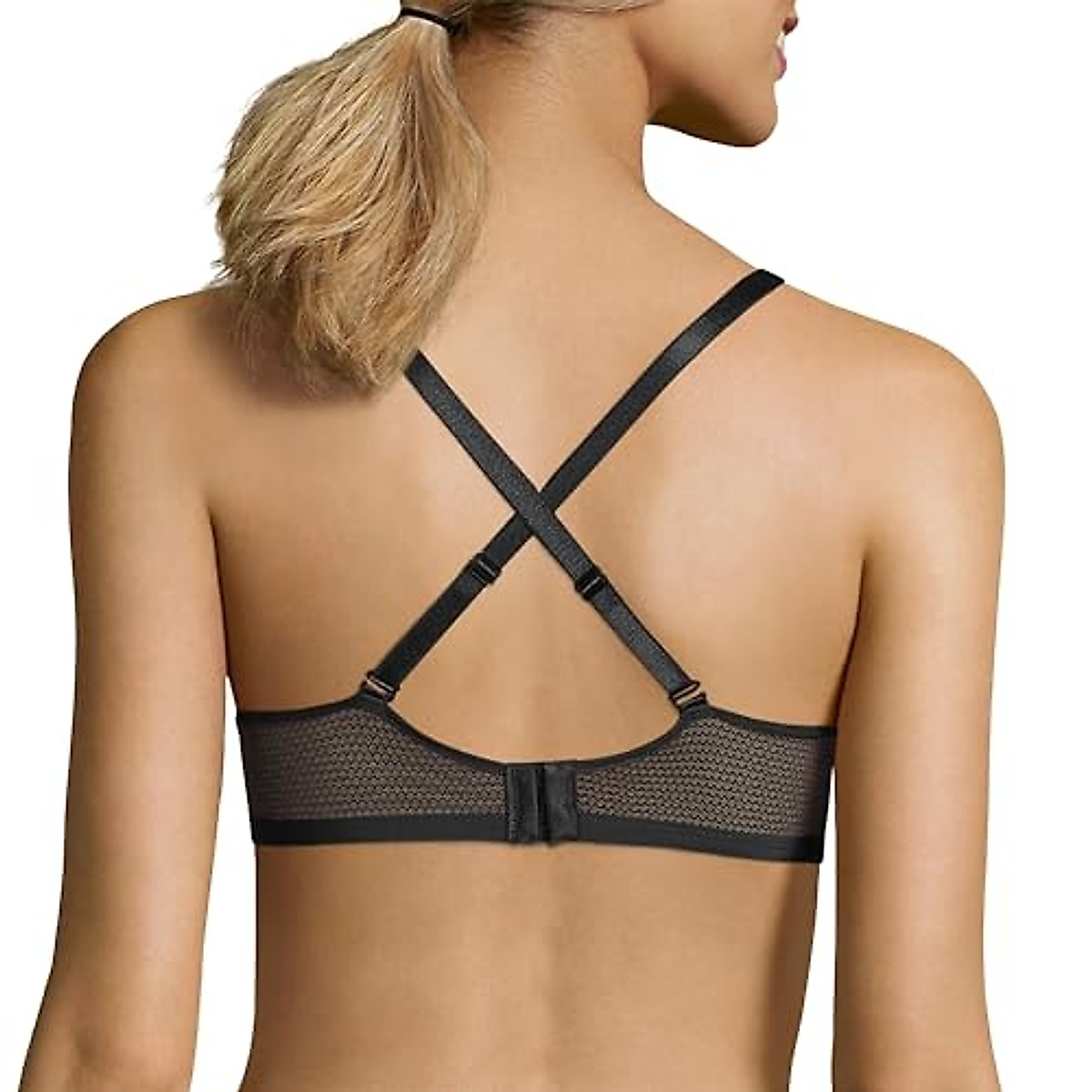 Hanes womens Oh So Light Foam Comfortflex Fit Wirefree Mhg521 Bra, Black/Nude, Large US