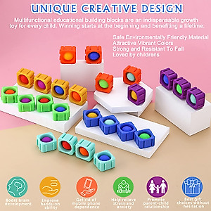 Pop Its Fidget Toys Girl Boy Creative DIY Fidget Building Block Toy Set 24Pcs Dimple Fidget Packs for Kids Anxiety Stress Relief Sensory Toys for Autistic Children ADHD Toddler Educational Toy Gift