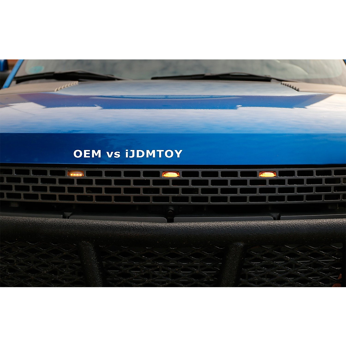 iJDMTOY 75-123-Smoked-Amber 3pc Dark Smoked Lens Amber Full Front Grille Driving Light Kit for 2010-14 & 2017-up Ford Raptor (Powered by 36 Pieces of SMD LED Diodes)