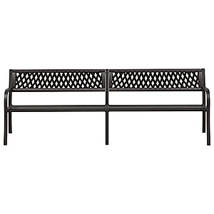 YELWHI Patio Benches Twin Patio Bench 96.9" Black Steel,Patio Bench: Durable Steel and Plastic Bench for Garden and Outdoor Spaces Outdoor Furniture & Accessories