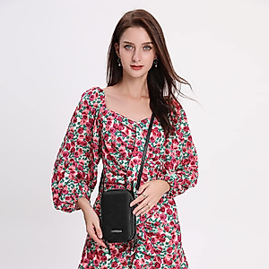 Crossbody Bags for Women, Women Wallet in Rhombus Embossed Pattern with RFID Blocking Can Fit Most Phone (Black)