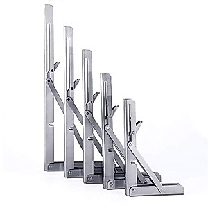 PIBM Stylish Simplicity Shelf Wall Mounted Floating Rack Shelves Foldable Stainless Steel Triangle Bracket Solid Wood Waterproof Smooth Bearing Strong,8 Sizes, a , 40x2.6x17cm