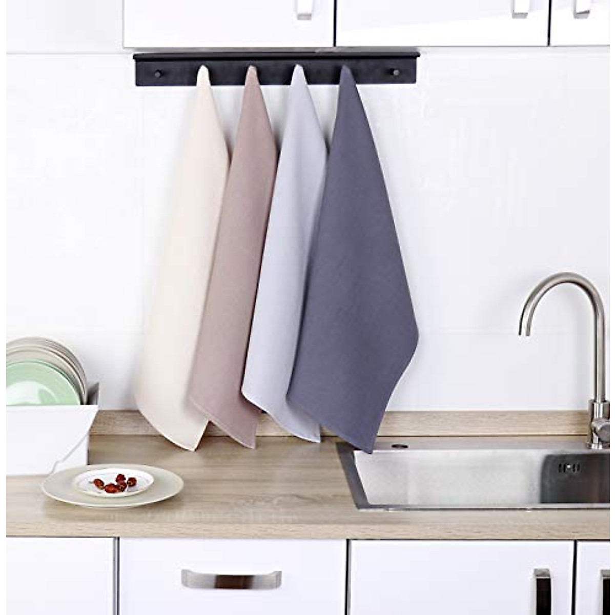 PY HOME & SPORTS Dish Towels Set, 100% Cotton Waffle Weave Kitchen Towels 4 Pieces, Super Absorbent Kitchen Hand Dish Cloths for Drying and Cleaning (17 x 25 Inches, Set of 4)