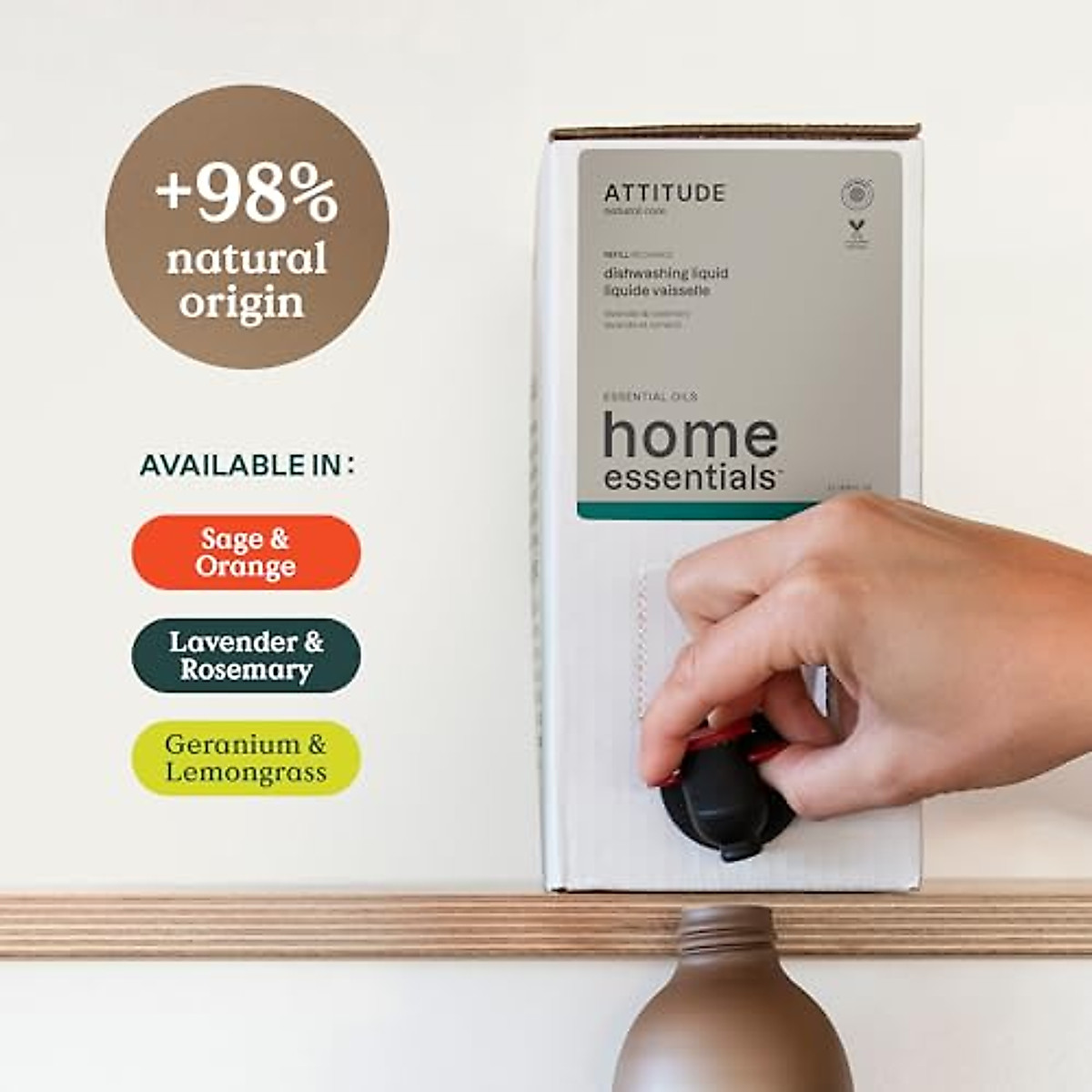 ATTITUDE Dish Soap, EWG Verified, Plant and Mineral-Based Ingredients, Vegan and Cruelty-free Household Products, Orange and Sage, 67.6 Fl Oz