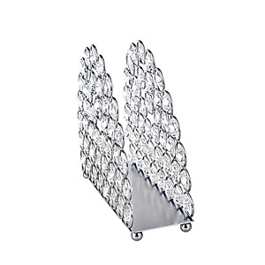 Feyarl Crystal Napkin Paper Holder Facial Tissues Napkin Organizer Mails Letters Cards Holder Cast Standing for Dinner Table Dresser Home Deco Office (Silver)
