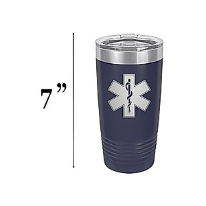 Rogue River Tactical EMT EMS Star of Life 20 Oz. Travel Tumbler Mug Cup w/Lid Paramedic (Blue)