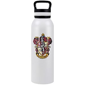 Harry Potter OFFICIAL Gryffindor Crest 24 oz Insulated Canteen Water Bottle, Leak Resistant, Vacuum Insulated Stainless Steel with Loop Cap, White