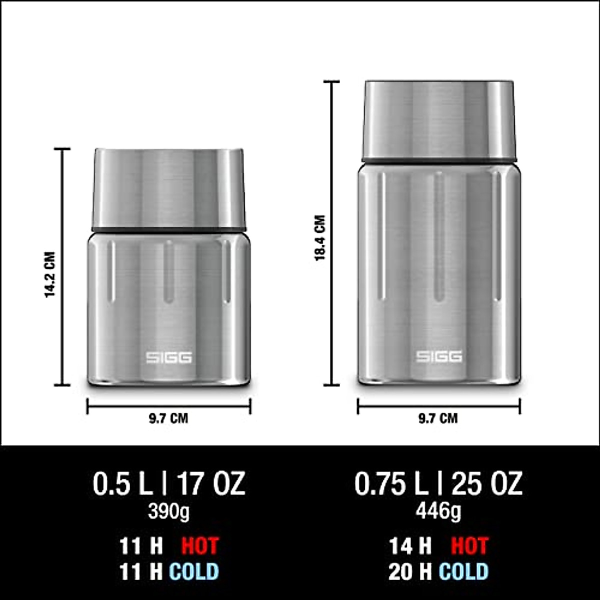 SIGG - Insulated Food Container - Silver Food Jar Brush Selenite - Integrated Cutlery - Hot & Cold, BPA Free - Stainless Steel - 25 Oz