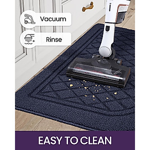 DEXI Kitchen Rug Floor Mat Half Circle Throw Rugs Washable for Sink Corner Indoor Standing Carpet 19.5"x31.5" Blue