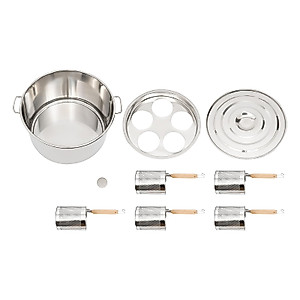 BANEBONE 37L/39qt 5 Holes Pasta Cooker Insert Set Stainless Steel Pasta Pot Insert Strainer Basket Cookware W/5* Insert Strainer Baskets for Home Kitchen Restaurant Commercial Cooking Tool