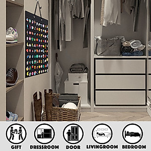 HUHYNN Shoe Charms Organizer, Hanging Shoe Charms Holder Organizer with 100 Holes for Crocs Charms Holder, Wall Mounted Shoe Charm Display, Holding up to 100pcs(No Accessories Included) (Black)