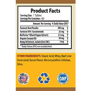 Dog itching Skin Relief - Turmeric with Coconut and Hemp Oil for Dogs and Cats - Natural Treats - Anxiety Relief - Joint Health - Dog Hemp Allergy, Dog Supplements & Vitamins,120 Treats (2 Bottles)