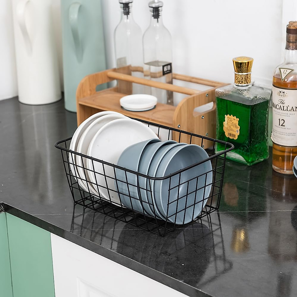 Wire Storage Baskets, Household Pantry Baskets 4 Pack, Wire Baskets For Organizing, Countertop, Closet, Bedroom, Bathroom, Make Life Tidier Metal Basket