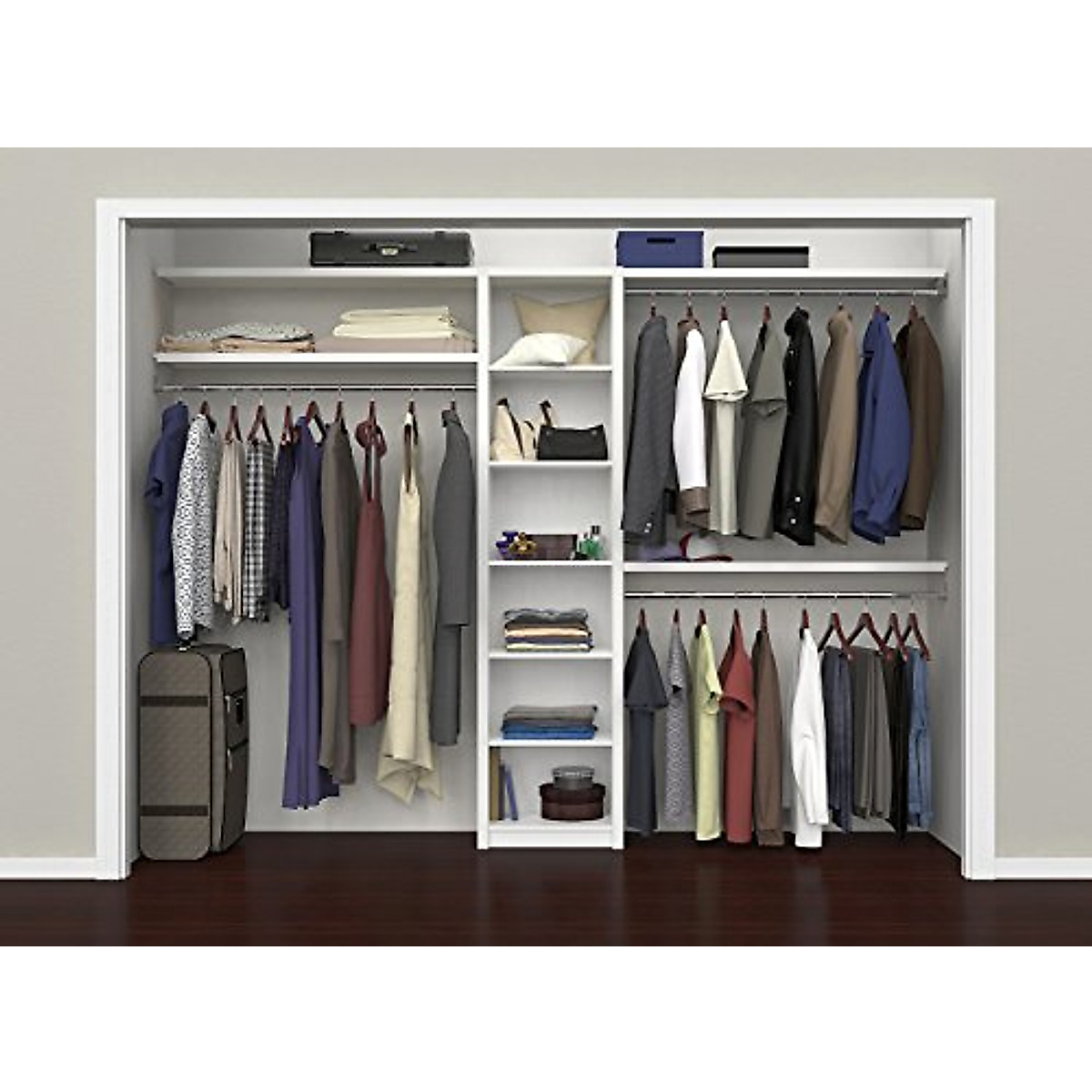 ClosetMaid 6105340 SpaceCreations 44" - 115" Wood Closet Organizer Kit, Classic White