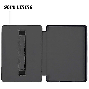 ISeeSee All-new Kindle Paperwhite Water-Safe Fabric Cover (10th Generation-2018),Holding Case PU Leather E-Reader Smart Cover with Auto Sleep/Wake for Amazon All-New Kindle Paperwhite 2018 DarK Blue