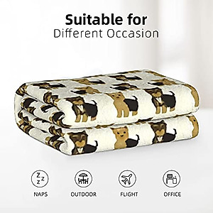 Yorkshire Terrier Cute Yorkie Dog Pet Fleece Blanket - All Season 300GSM Lightweight Plush Fuzzy Cozy Soft Flannel Throw Blanket for Bed Sofa Couch Travel Camping 30x50 inches