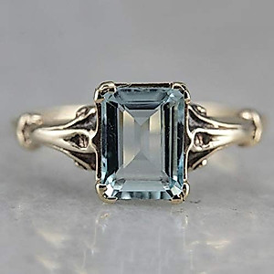 SEniutarm Engagement Love Rings Wedding Bands Elegant Women Faux Square Topaz Ring Bride Wedding Engagement Party Jewelry Gift for Women/Girl Finger Rings DIY Jewelry Gifts - Light Blue US 6