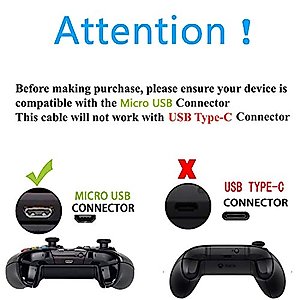 Akingdleo Replacement USB Charger Charging Cable for Xbox One S X Controller, Micro USB 2.0 Play Data Sync Charger Cord (9FT)