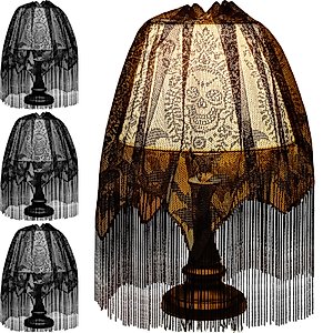 Baquler 4 Pcs Halloween Lamp Shade Cover Black Lace Lampshades Bat Skull Decorations for Halloween Party Supplies
