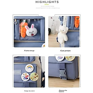 TOAOSET Kawaii Backpack Set Kawaii Pendant Pin and Accessories, 3pcs Set Teens Youth Girl Cartoon Aesthetic Cute Backpack (Cartoon backpack,one size)