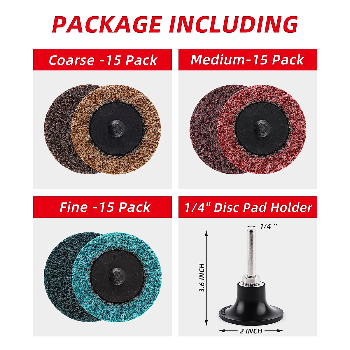 LUCKUT Quick Change Discs 2 Inch Roll Lock- 46pcs, 1/4'' Holder Surface Discs for Die Grinder Surface Strip Rust Paint Removal (46)