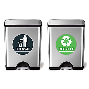 PARTH IMPEX Recycle Sticker - (Pack of 12) 6" Large Round Laminated Vinyl Decals Trash Can Bins Sign Labels