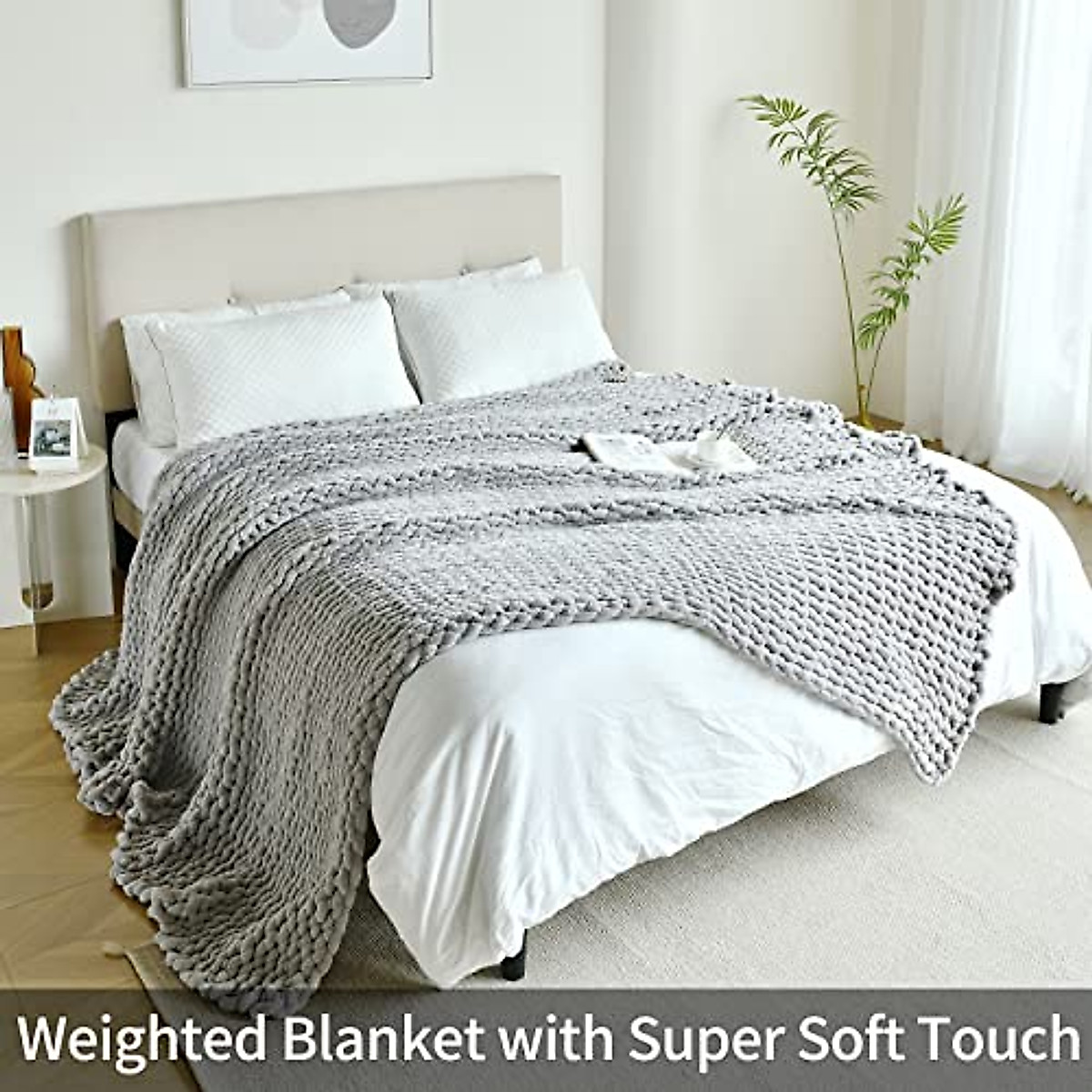 Weighted Chunky Knit Blanket Throw 60x80, Big Soft Knitted Blanket with Premium Chenille Yarn, Luxury Crochet Blankets for Nice Sleep and Home Decor with Super Soft Touch, 60"x80" 12 lbs Grey