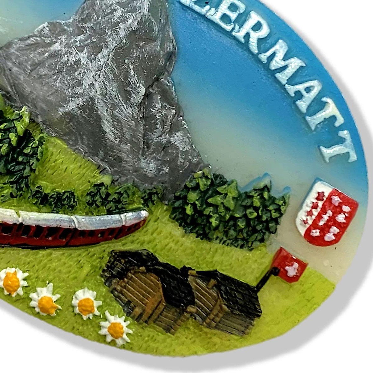 A-ONE Zermatt Switzerland 3D Locker Magnet for Fridge 1PC+Majestic Matterhorn Decorative Embroidered Patch 1PC, Vintage Fridge Magnet,Combat Patch for Accessory Present Gift Collection C185+193