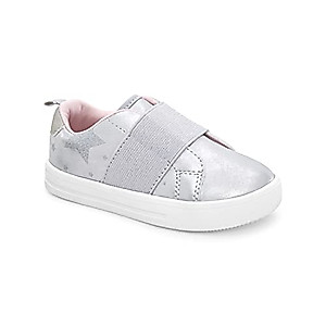 OshKosh B'Gosh Girls Lulu Slip-On Sneaker, Silver, 6 Toddler