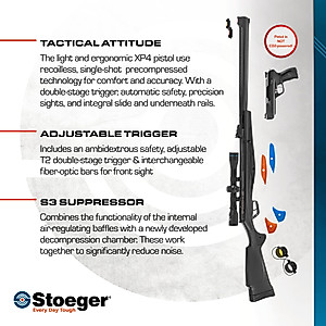 Stoeger S4000-E Airgun & XP4 Pistol Combo - .177 Caliber - Black Synthetic with Fiber-Optic Sights and 4 x 32 Scope
