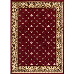 Noble Palace Red French European Formal Traditional Area Rug 5x7 ( 5'3" x 7'3" ) Easy to Clean Stain Fade Resistant Shed Free Modern Contemporary Floral Transitional Soft Living Dining Room Rug