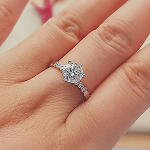 Gem's Beauty Moissanite Rings 925 Sterling Silver 1ct VVS1 Honeycomb Engagement Rings Diamond Band Ring Wedding Women's Ring (Size 7)