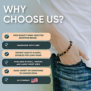 Cherry Tree Collection - Small, Medium, Large Sizes - Gemstone Beaded Bracelets For Women and Men - 6mm Round Beads (Lava - Small)