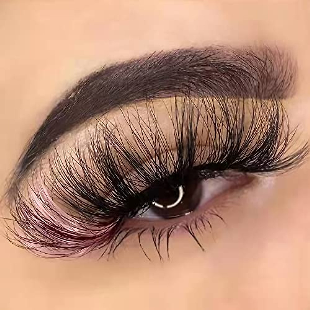 KSYOO Colored Lashes 12-20mm Mink Lashes 3D Fluffy Volume False Pink Eyelashes Wispy Long Strip Eye Lashes for Party Eye Makeup 1 Pair (Pink Style-01)