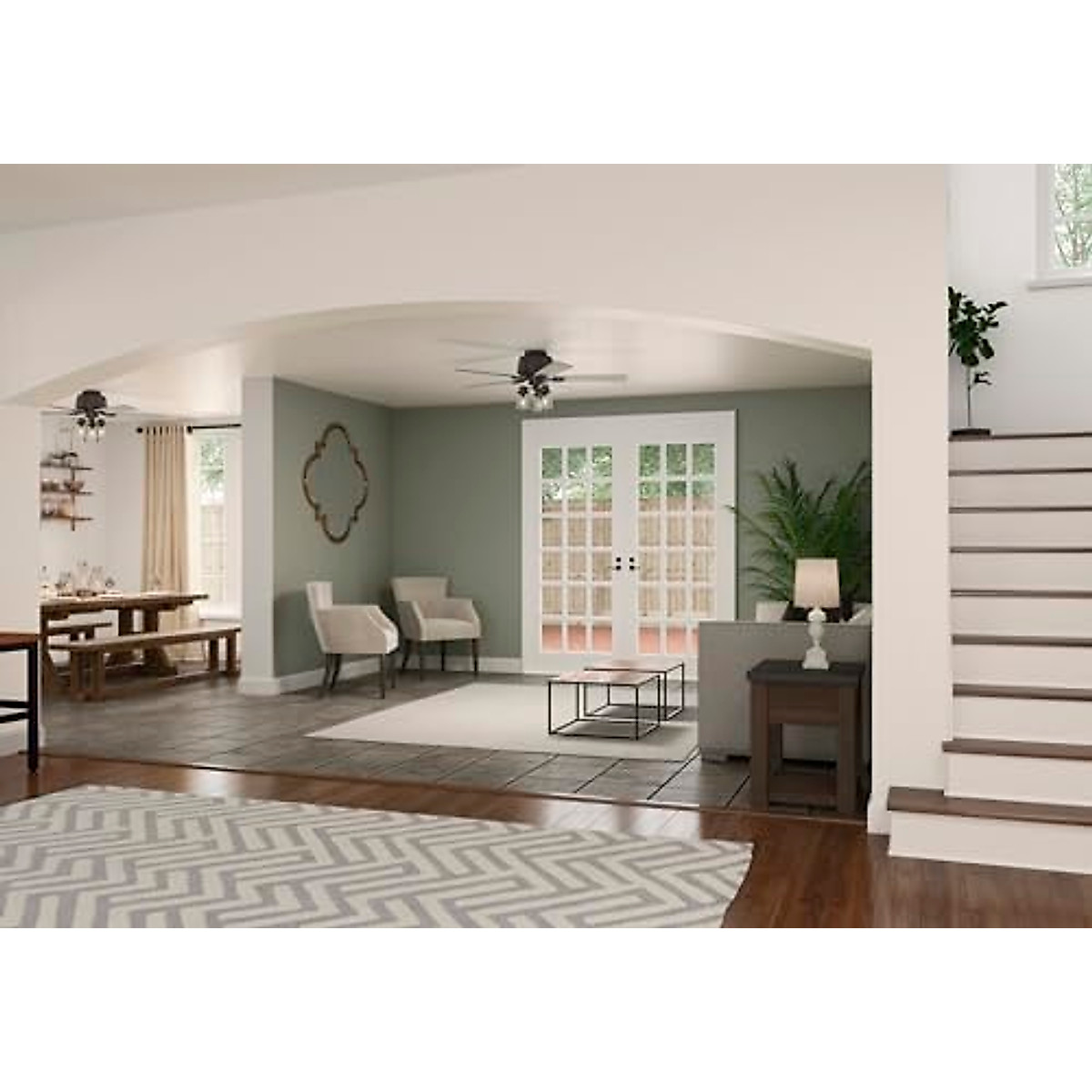 Hunter Hartland Low Profile Indoor Ceiling Fan with LED Lights and Pull Chain, 52", Noble Bronze