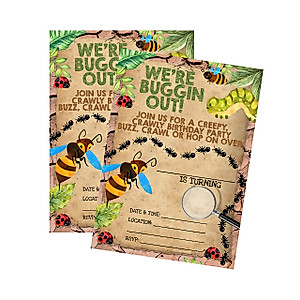 Bug Themed Kraft Colored Birthday Party Supply (Invitation)