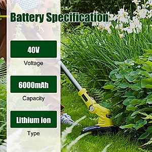 Fhybat 1 Pack 40 Volt 6000mAh OP40601 Battery Replacement for Ryobi 40V Battery Compatible with Ryobi 40V Lithium ion Battery OP4026 OP40602 OP4050A OP4040 OP4030 OP4050 (Green)