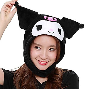 SAZAC Kigurumi Hat - Kuromi- Cozy Costume Beanie Cap - Adult Size